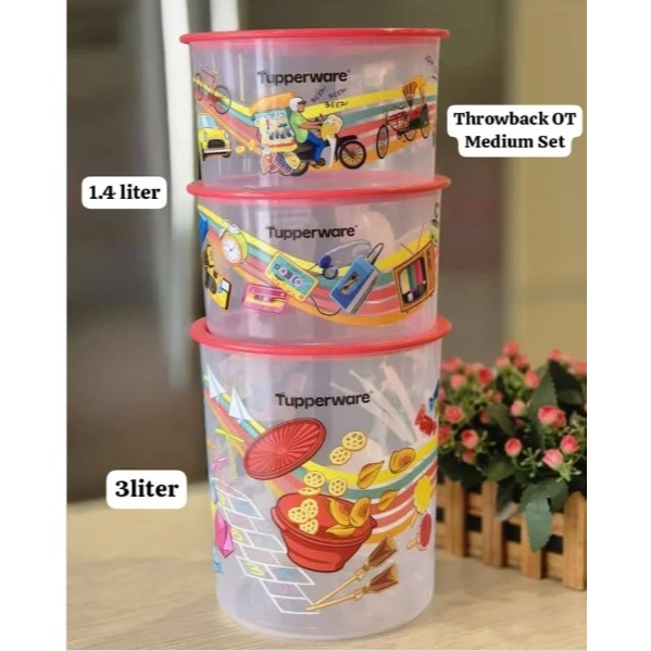 Tupperware Movie Snack One Touch Set OR Childhood Memories One Touch Set Canister - 1.4L OR 3L ...