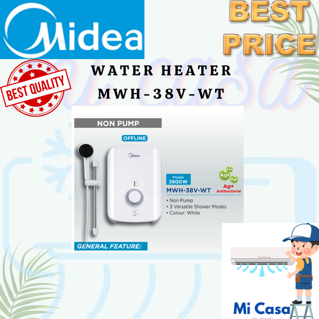 KUCHING SIBU BINTULU MIRI BETONG SARAWAK EAST MALAYSIA MIDEA WATER HEATER NO PUMP MWH-38V-WT ...