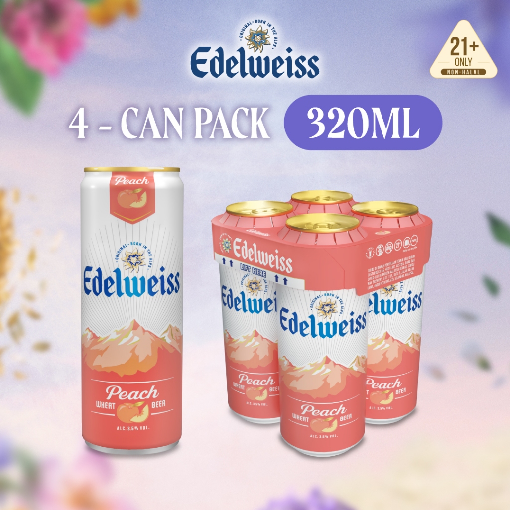 Edelweiss Peach Wheat Beer Can 3.5% Alcohol 4-Can Pack (4 x 320ml ...
