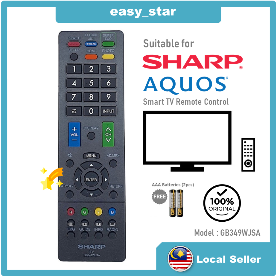 100% Original Sharp Led Flat Panel TV Remote Control (GB349WJSA ...