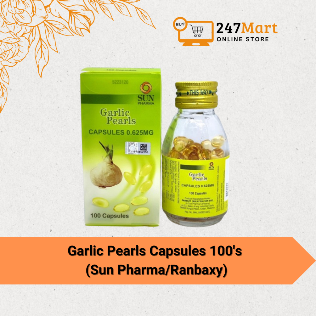 SUN PHARMA Garlic Pearls Capsules 100's EXP:01/2028 (Sun Pharma/Ranbaxy ...