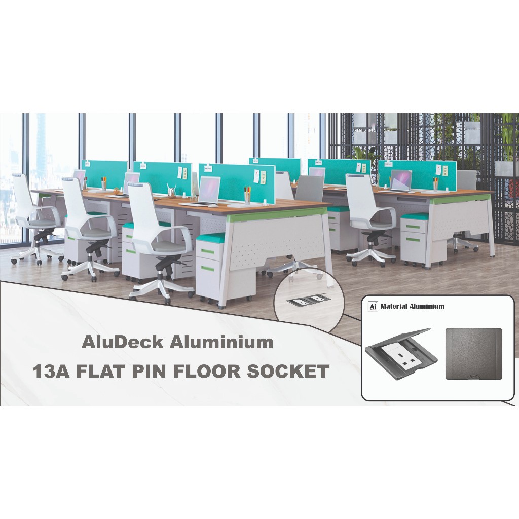reTouch AluDesk Floor Socket - 13A Flat Pin Socket Certified by SIRIM ...