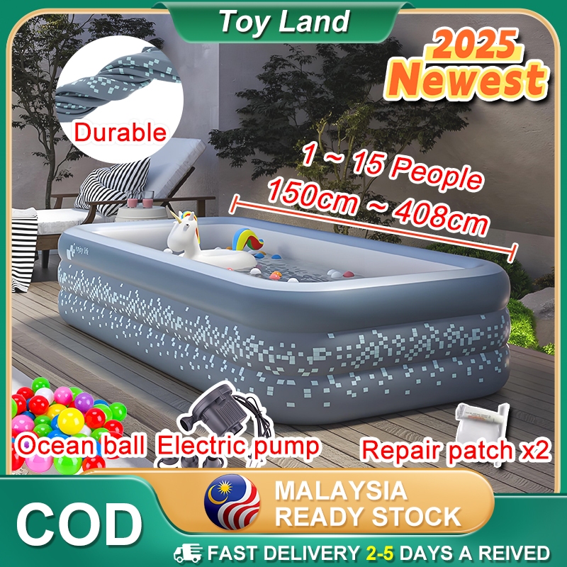 Kolam mandi budak Inflatable Swimming Pool 3 Rings Baby non-slip buttom ...