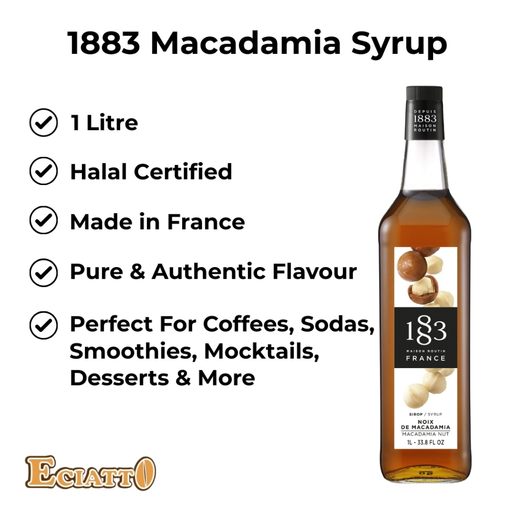 1883 MAISON ROUTIN Macadamia Nut Syrup 1L For Coffee Halal Macadamia ...