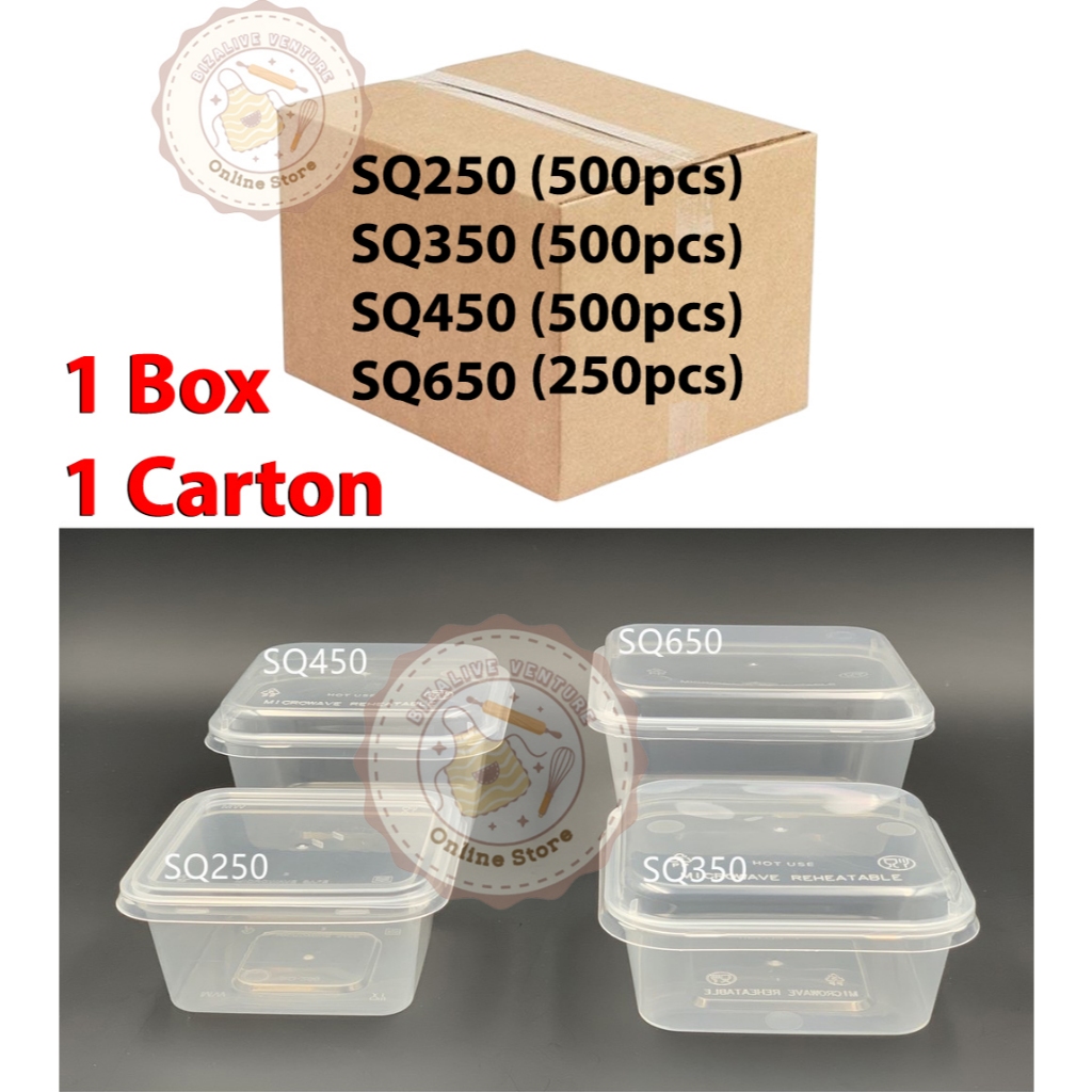 (1 Box) Disposable Plastic Food Container (500pcs) SQ250 SQ350 SQ450 ...