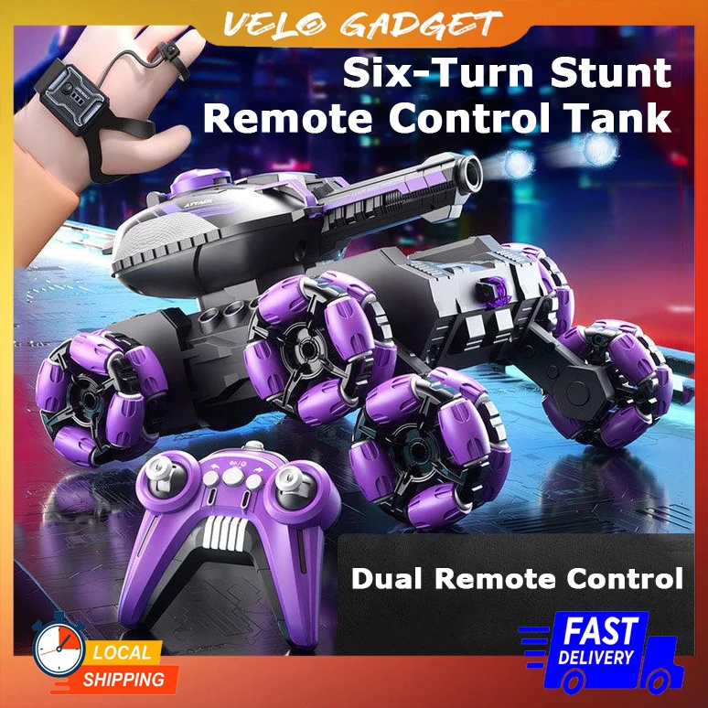 [Malaysia Stock] 2.4G Six-Turn RC Stunt Tank With Light Watch Gesture ...