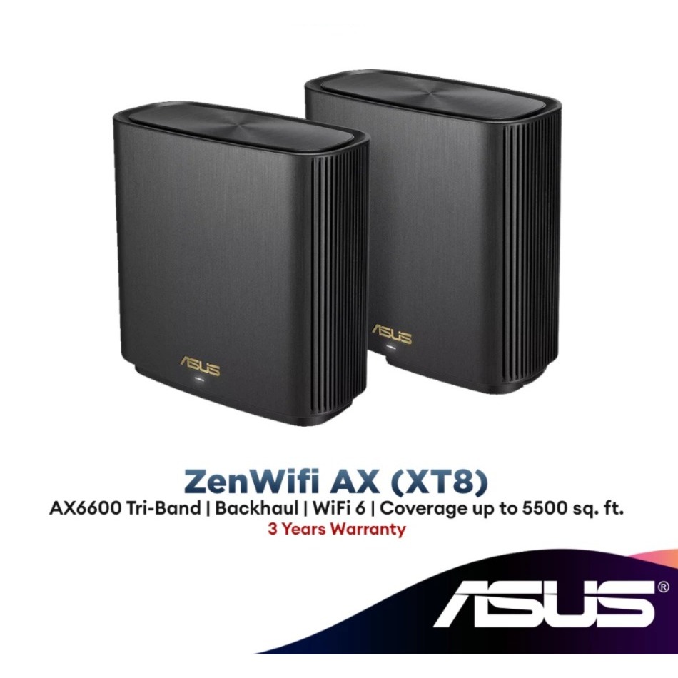 Asus ZenWifi XT8 Tri Band Wifi 6 AX6600 AiMesh Whole Home WiFi System ...