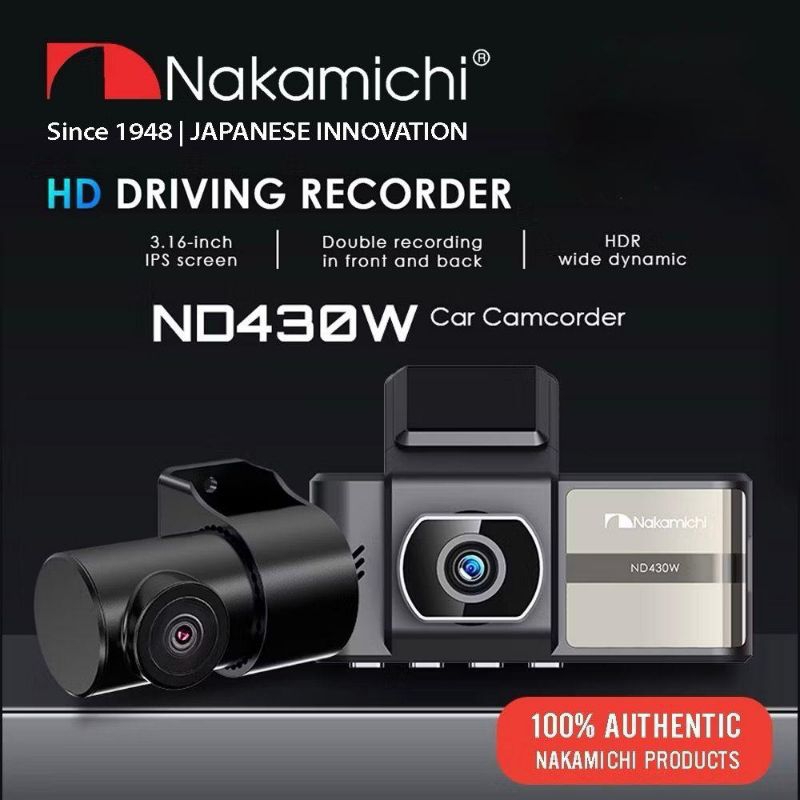 Nakamichi ND430W HD Front and Rear Roadcam Dashcam 1440P 24H Parking Car Recorder Dash Cam ...