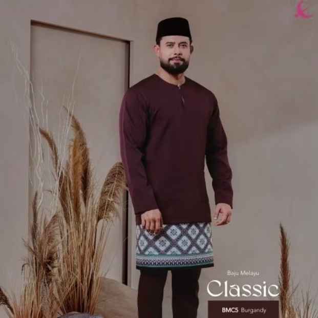 BAJU MELAYU CLASSIC ( BURGUNDY ) BY ELRAH | Shopee Malaysia