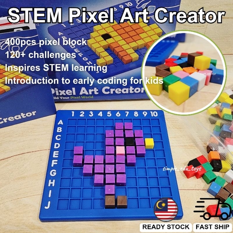 Pixel Art Creator STEM Kit 400pcs Blocks 120+ Challenges Coding for ...