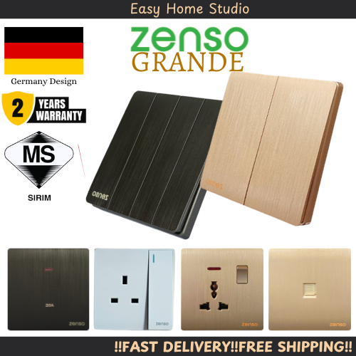 (SIRIM) ZENSO Grande Switch Black Gold Hairline White Rocker Slim ...