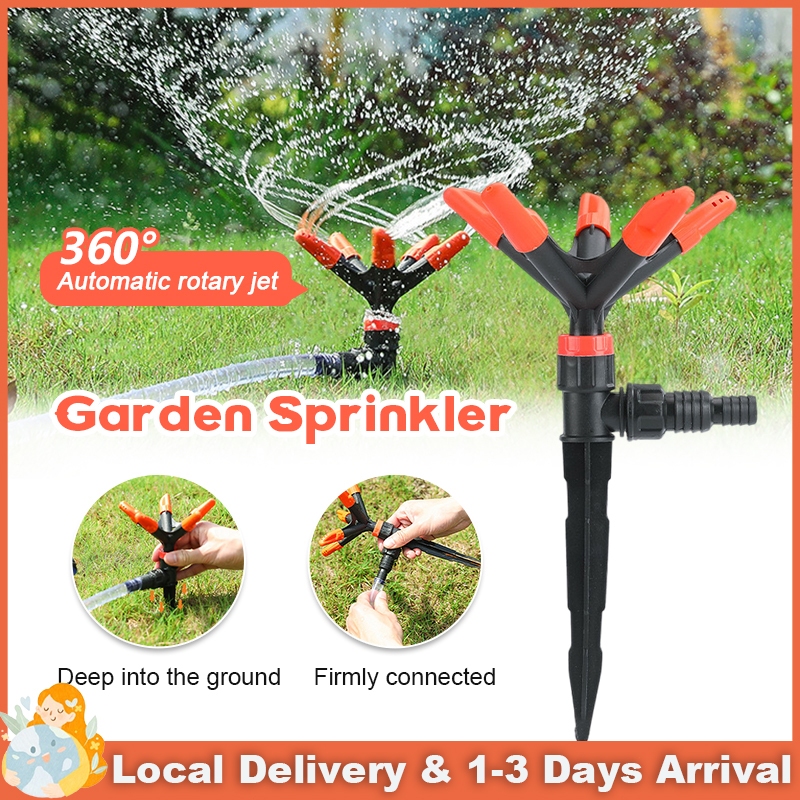 360 Degree Automatic Garden Sprinklers Watering Grass Lawn Rotary ...