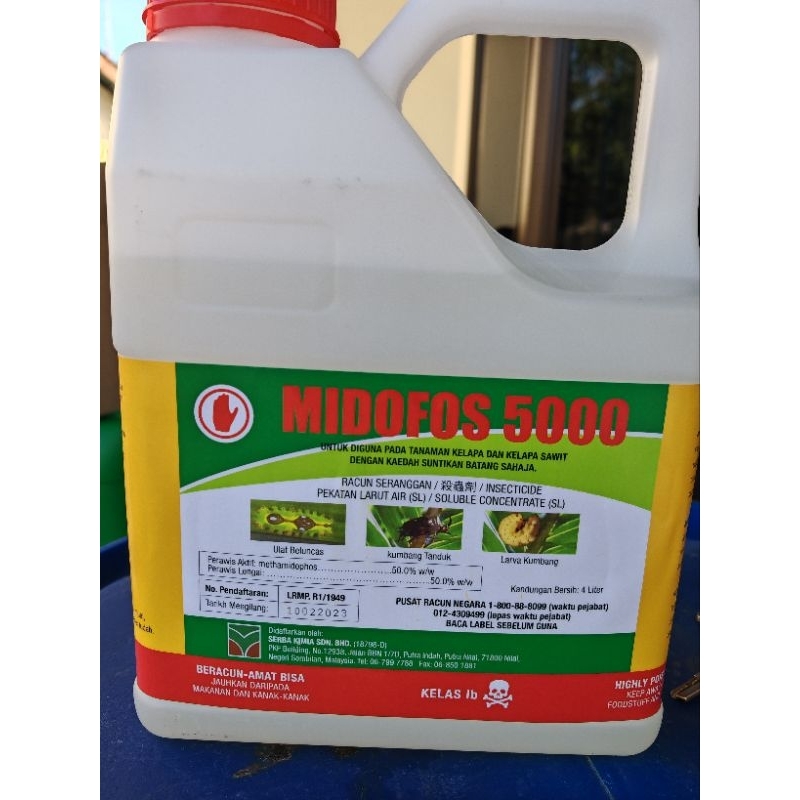 midofos 5000 4L TML /methamidophos 50% /Racun Serangga /racun ulat ...