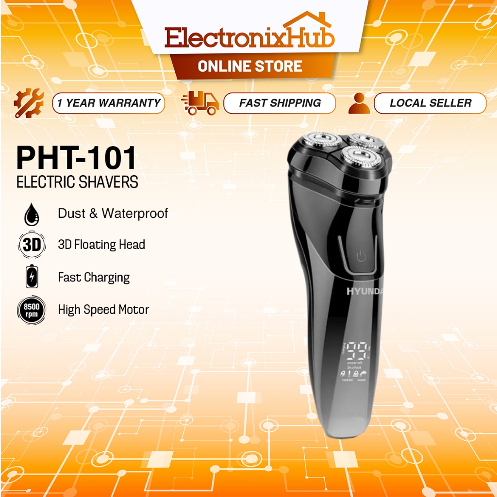 HYUNDAI PHT-101 Electric Shavers 4D Flexible Floating Head Double-Track Cut Blades Cukur Licin ...
