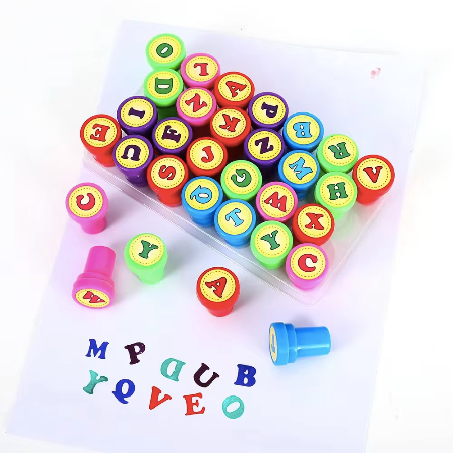 Kids Finger Paint Art Play Toys ABC Alphabet Number Stamp Chop Ink Pad ...