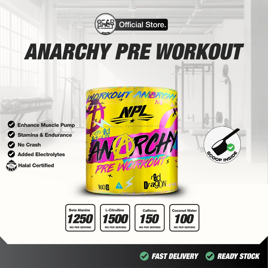 NPL Anarchy Pre Workout 160g – MusclePump, Endurance, Energy, Halal ...