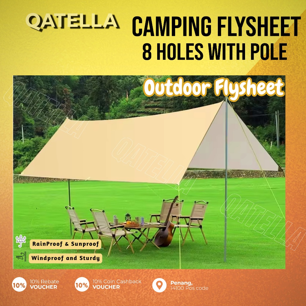 QATELLA Ultralight Weight Flysheet Waterproof Groundsheet Camping Tarp ...