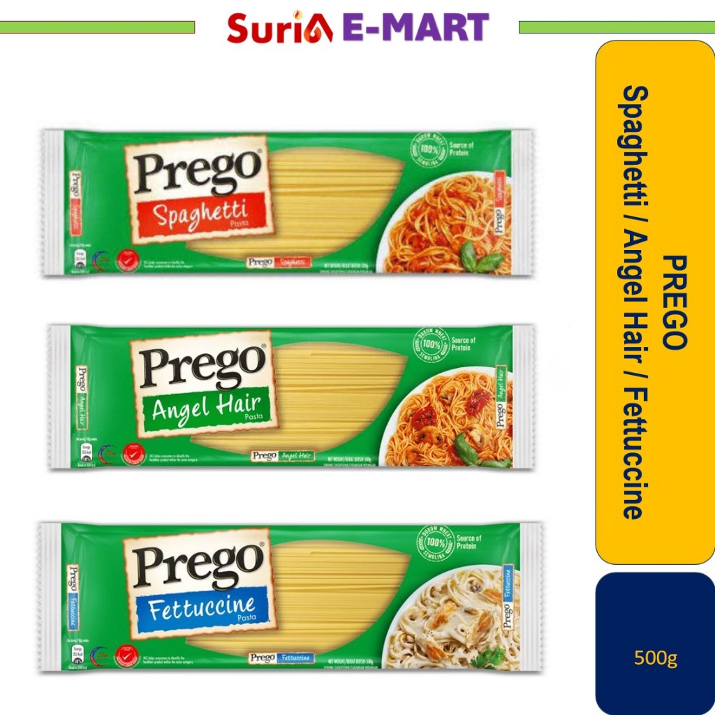 Prego Pasta Spaghetti / Angel Hair / Fettuccine 500g | Shopee Malaysia