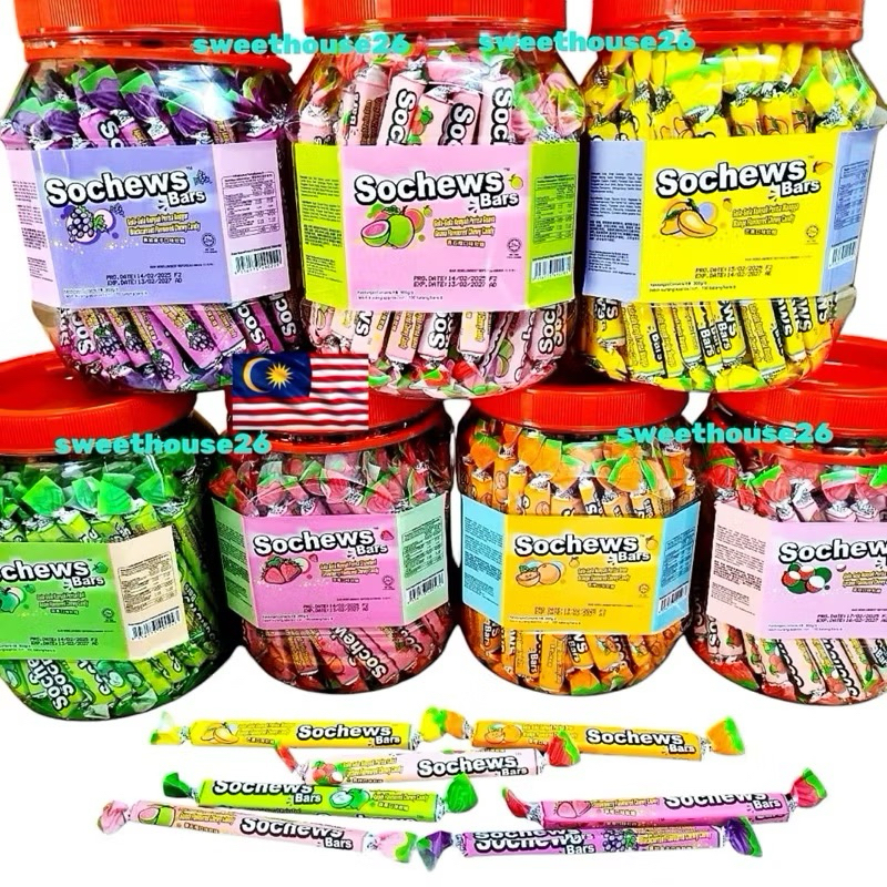 Sochews Bars Chewy Candy Mix Fruit Flavour 20pcs/100pcs（Halal） | Shopee ...