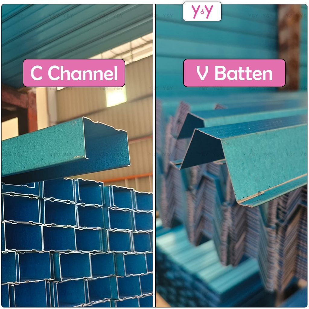 Y&Y Eco Blue Zinc Coating C Channel V Batten / Roofing Material / Besi ...
