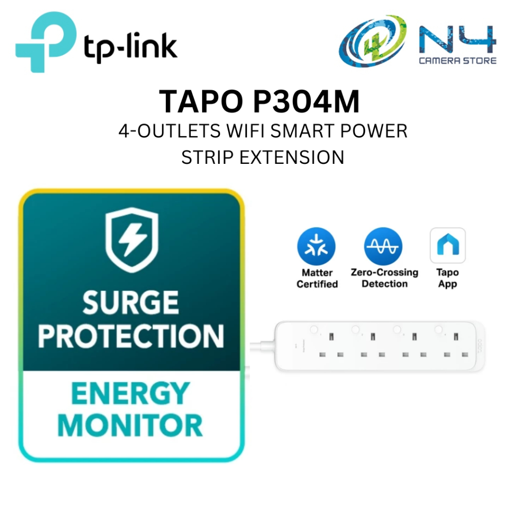 TP-Link 4 Outlets WiFi Smart Power Strip Extension Plug Sockets Surge ...