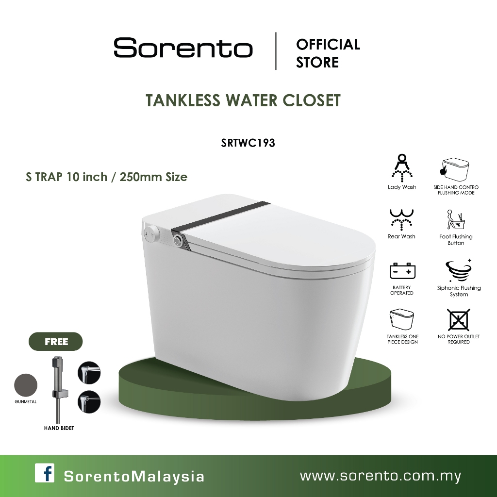 SORENTO TANKLESS WATER CLOSET SRTWC193 Jamban tandas tankless wc bilik ...