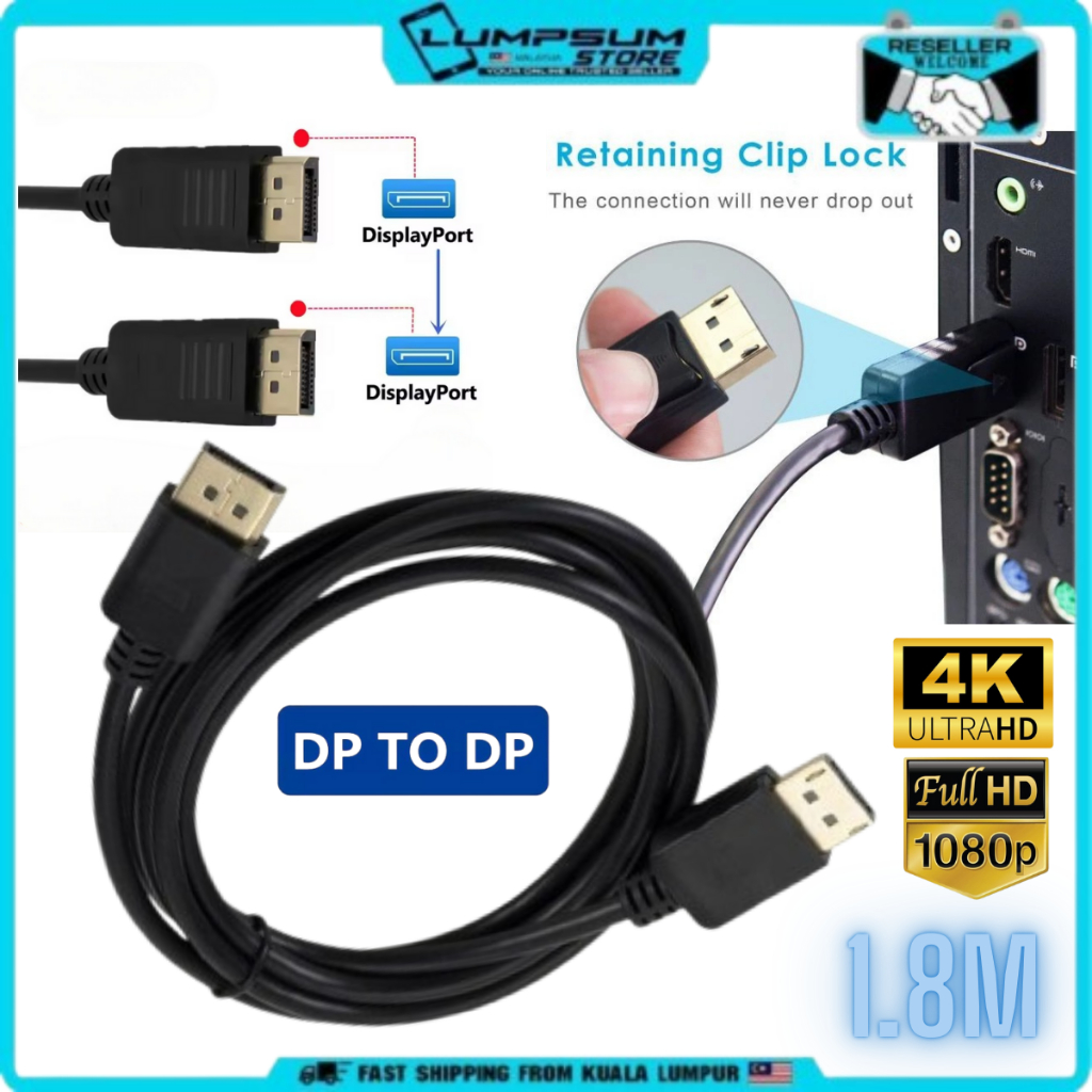 1.8 Meter DP 1.2 Cable DisplayPort to DisplayPort Cable Support 1080p ...