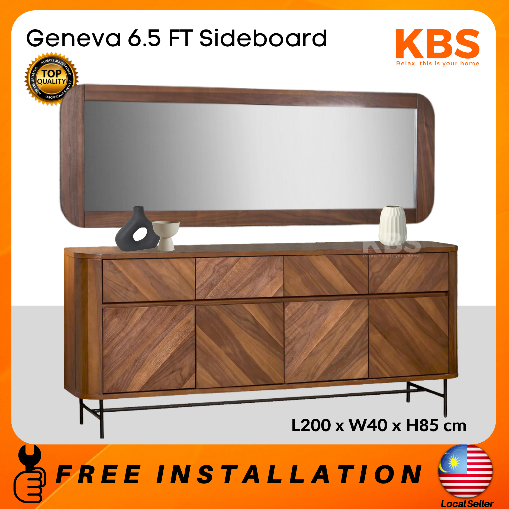 (FREE Installation+Shipping) KBS Genava 6.5FT Sideboard + Mirror ...