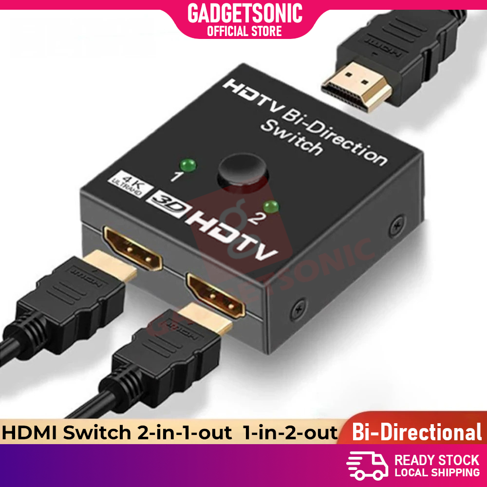 HDMI 4K Two Way Display Switch 2 In 1 Out Bi-Directional Switcher ...
