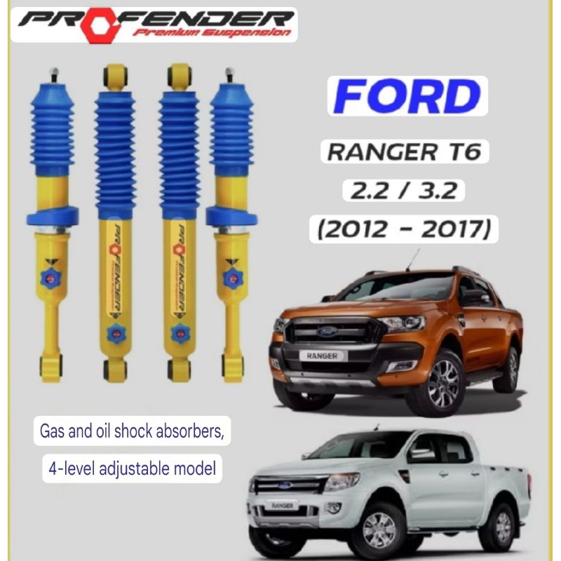 Profender 4 Step Adjustable Gas Shock Absorber For Ford Ranger T6 T7 ...