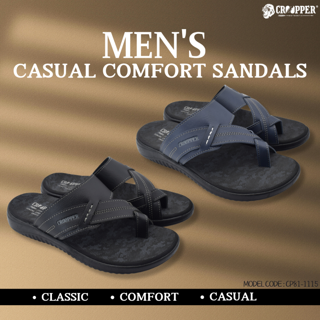 Croopper Men's Casual Comfort Sandals | Black/Navy | CP81-1115 | Shopee ...
