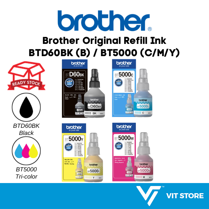 Brother Original BTD60BK Black / BT5000 Color Refill Ink Set T310 ...
