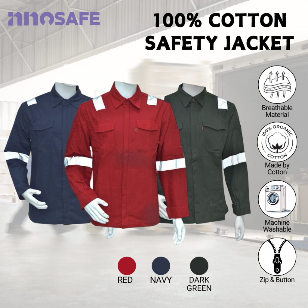 Safety Jacket Workwear 100% Cotton Tebal / Jacket Baju Kerja / WORKING ...