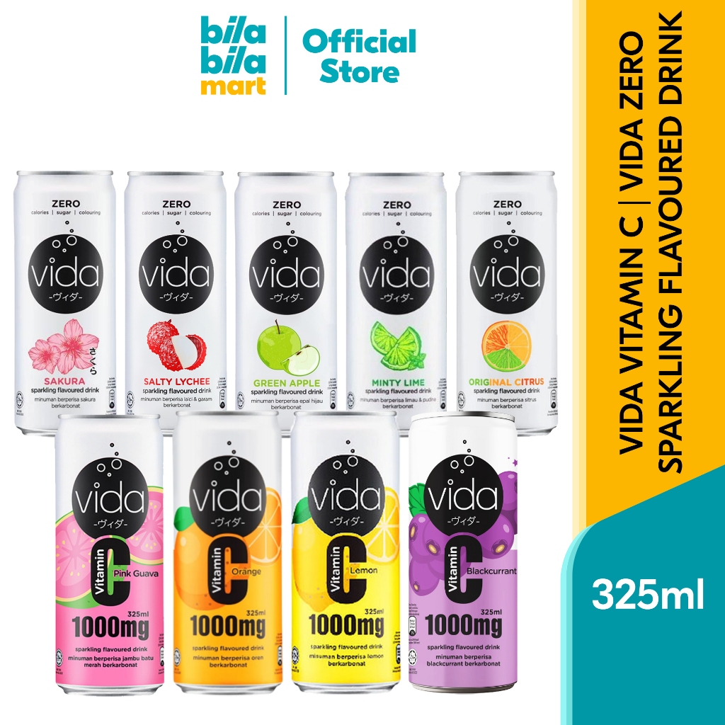 VIDA C | VIDA ZERO Sparkling Flavoured Drink (325ml) Sakura, Lychee ...