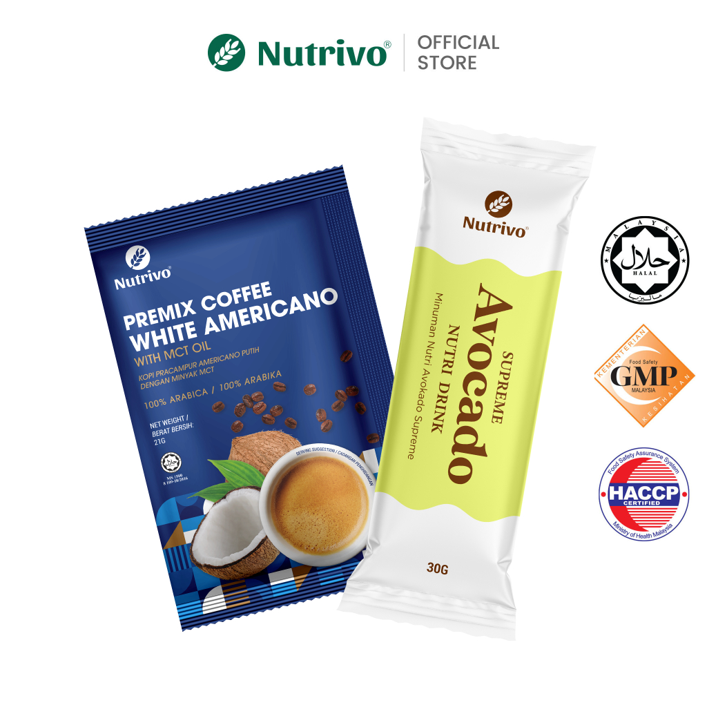 [Free Gift] Nutrivo Keto Premix Coffee x 1 Sachet + Nutrivo Supreme Avocado Nutri Drink 30g x 1 ...
