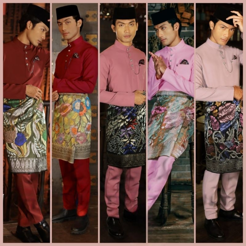 BAJU MELAYU SLIM FT BY ELRAH EXCLUSIVE (ULTIMATE 2.0) MAROON/ BURGUNDY ...
