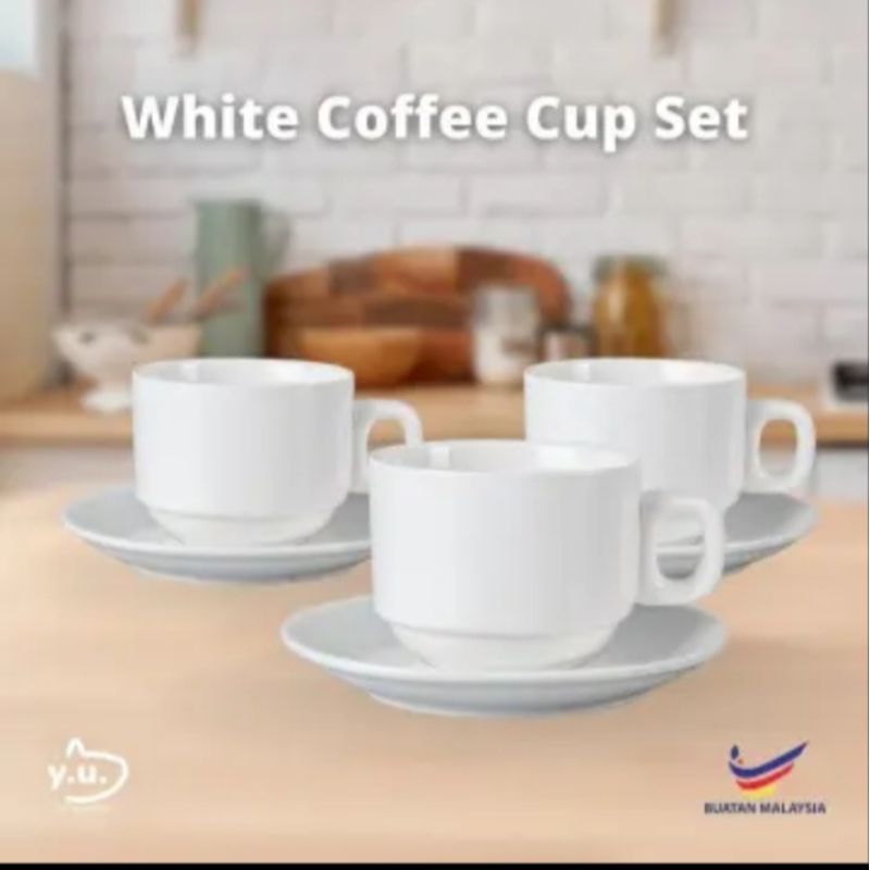 Cawan Alas kaca putih | Shopee Malaysia