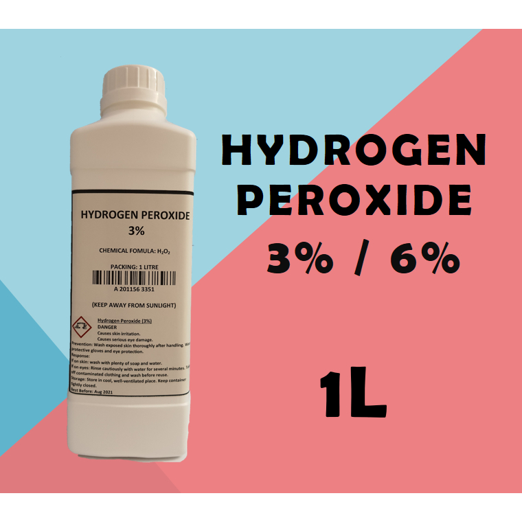 Hydrogen proxide 3% (1L) & Hydrogen proxide 6% (1L) | Shopee Malaysia