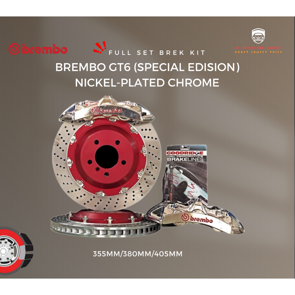 Special Edition Nickel-plated CHROME Brembo GT6 Full Set Brekkit | Shopee Malaysia