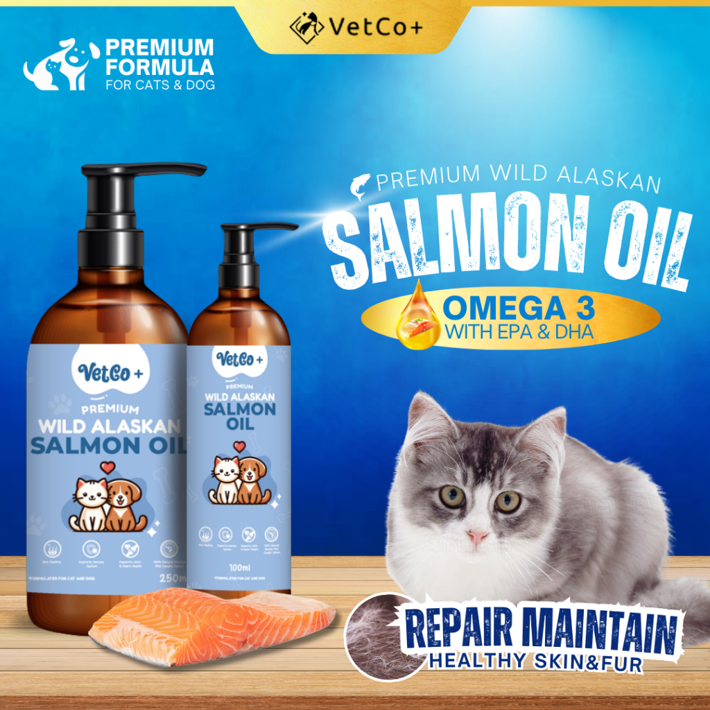 VetCo Premium Wild Alaskan Salmon Oil for Cat & Dog Minyak Salmon Untuk ...