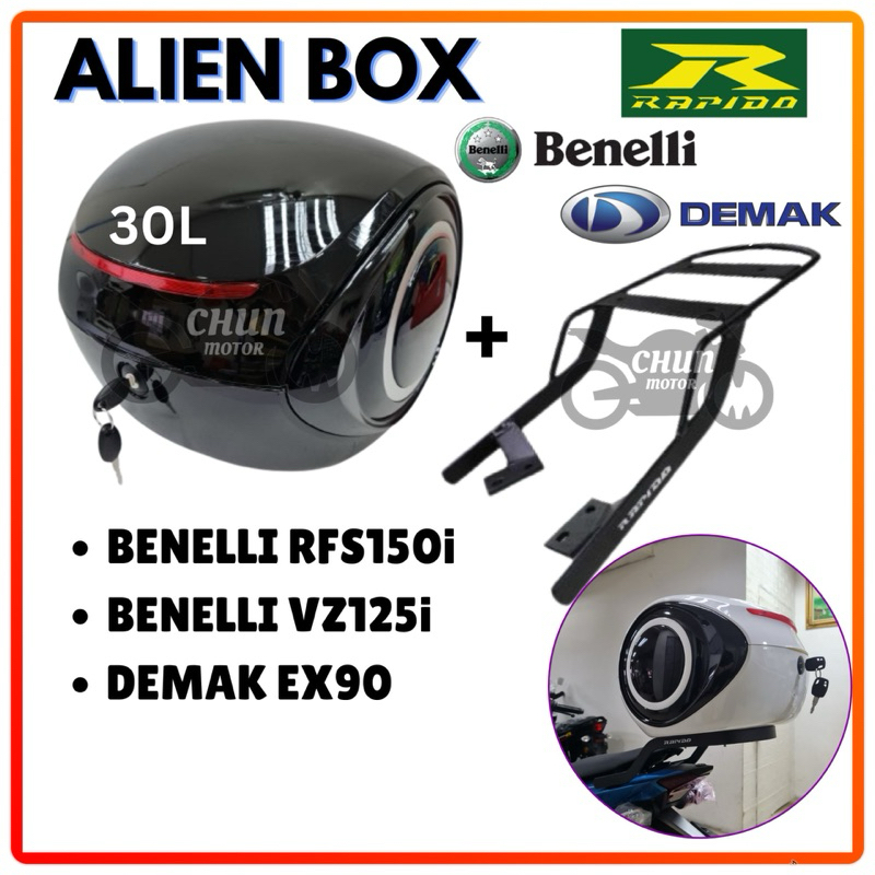 BENELLI ALIEN BOX 30L + MONORACK 1SET MOTORCYCLE BENELLI RFS150/VZ125i ...