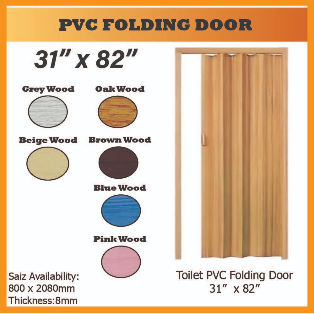 (FULL SET) Pintu Tandas Lipat 31” X 82” PVC Folding Door Toilet Door ...