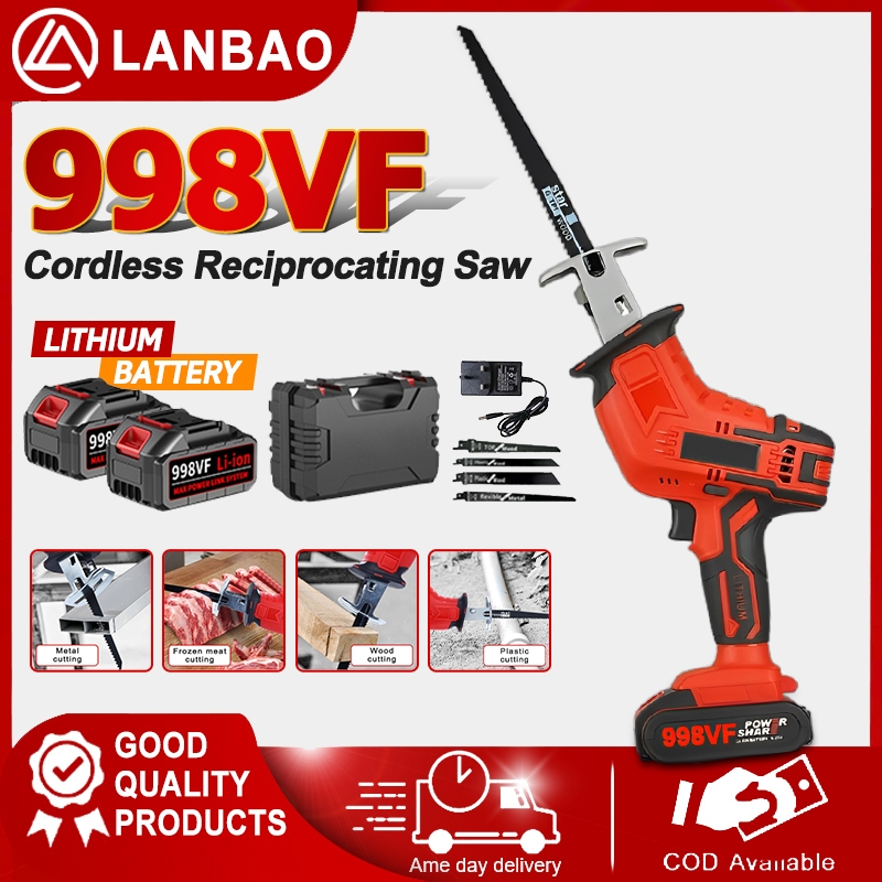 Cordless Reciprocating Saw 998VF Gergaji Elektrik for Wood Metal Cutter ...