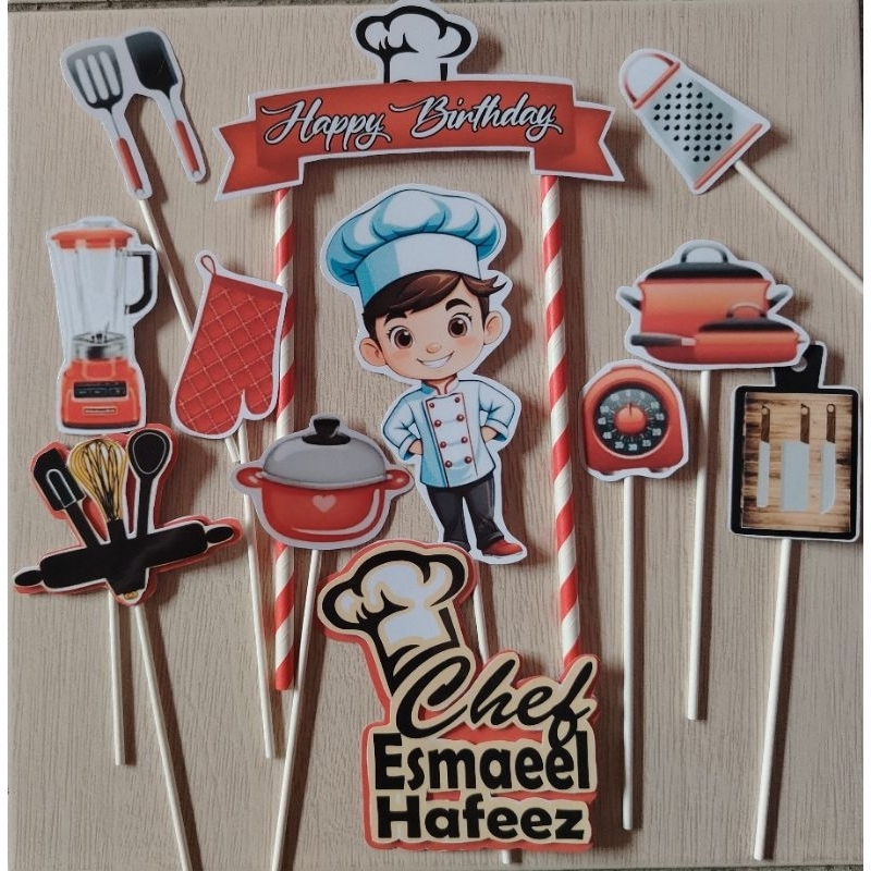 Chef Topper Cake with name. | Shopee Malaysia