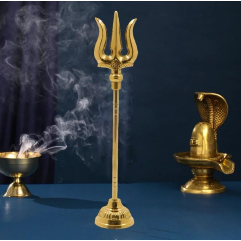 MMT TRADERS Golden Brass Soolam Amman Trishul Brass with Round Base ...