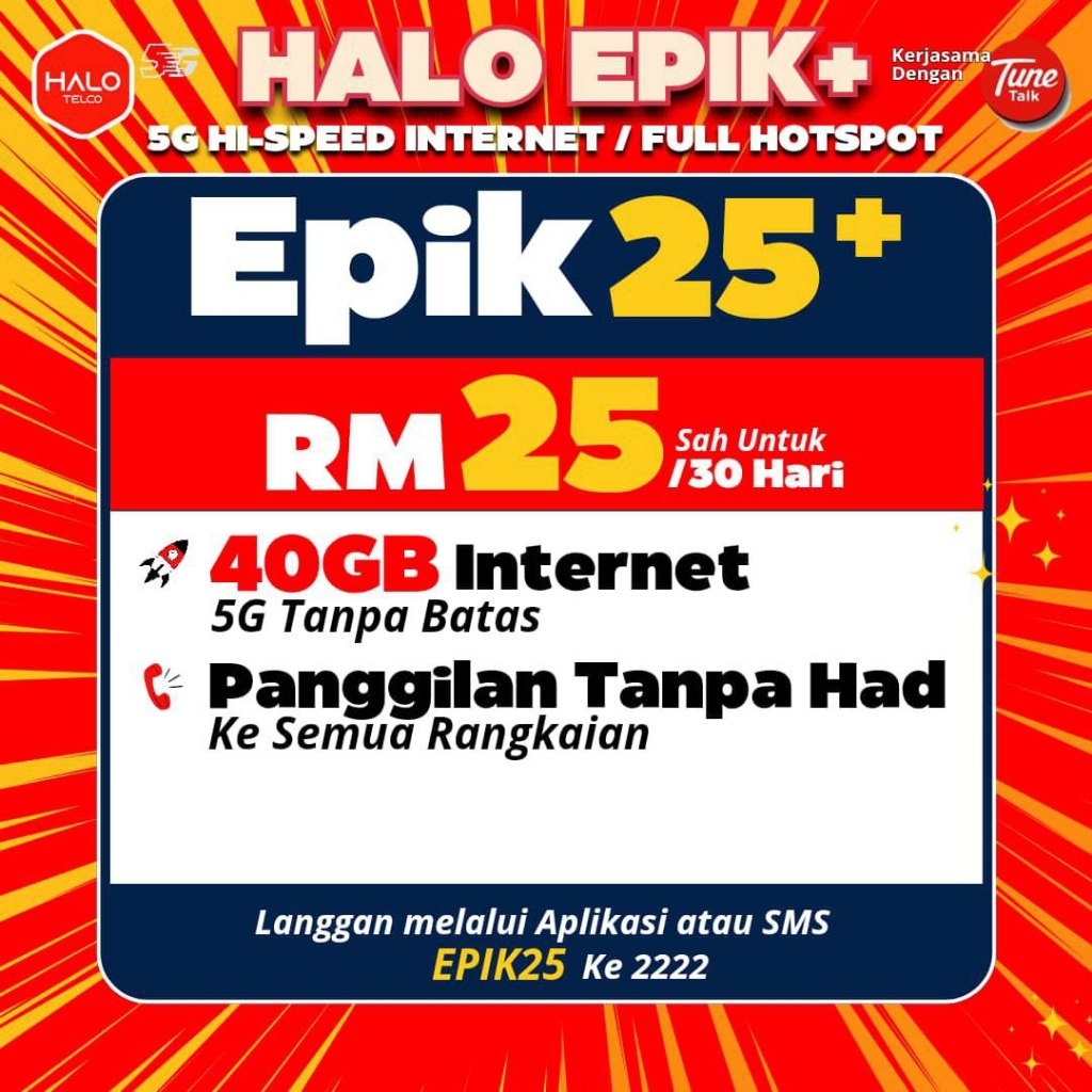 𝗦𝗜𝗠𝗞𝗔𝗗 𝗛𝗔𝗟𝗢 𝗧𝗘𝗟𝗖𝗢 𝗧𝗨𝗡𝗘 𝗧𝗔𝗟𝗞 - PREPAID RM25/BULAN - 4G/5G LINE CELCOM ...