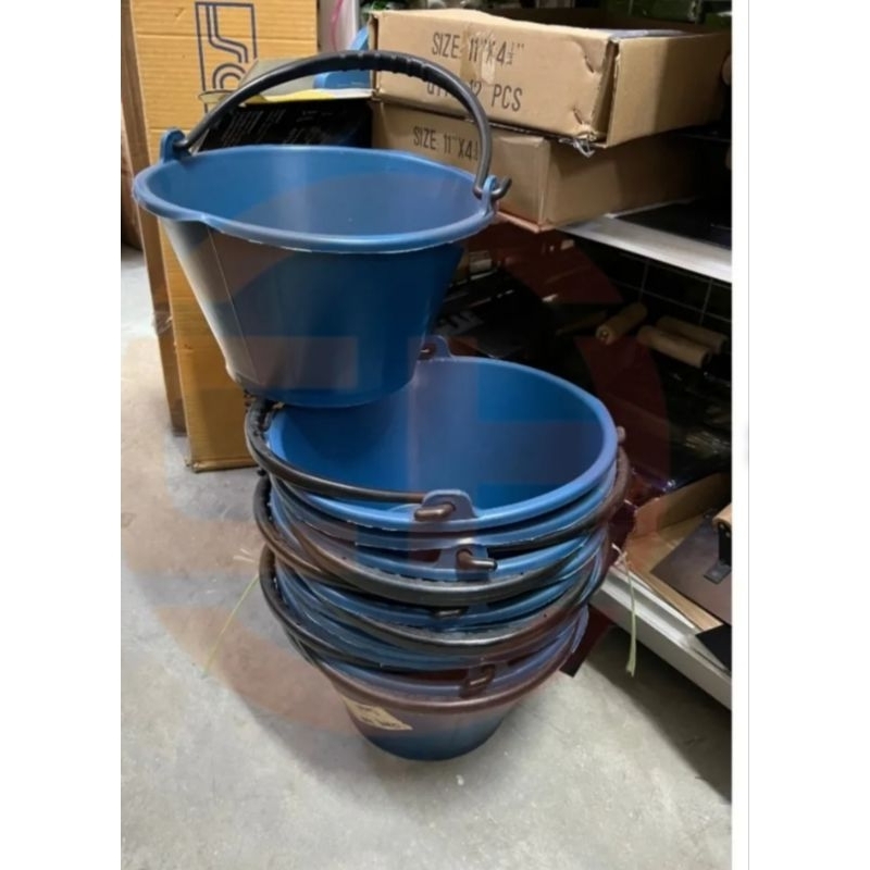 Heavy Duty PVC Cement Bucket (Blue) with Plastic Handle & Curve plastic ...