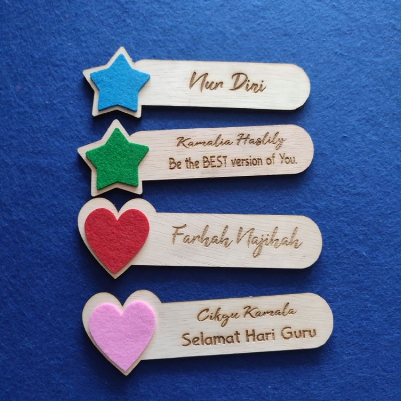 Custom Nama Fridge Magnet Kayu Love dan Bintang | Shopee Malaysia