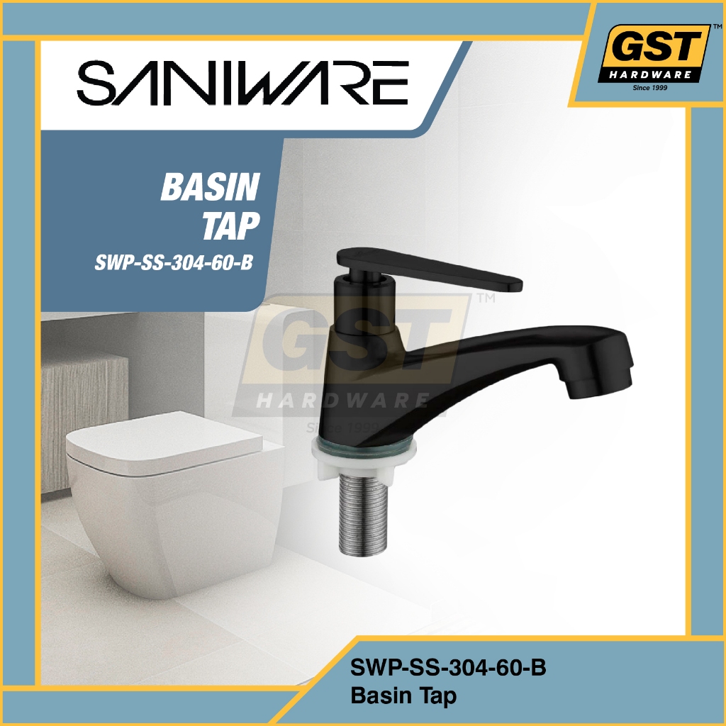 Saniware Matt Black Basin Pillar Tap Tall Pillar Tap Water Tap Bathroom ...