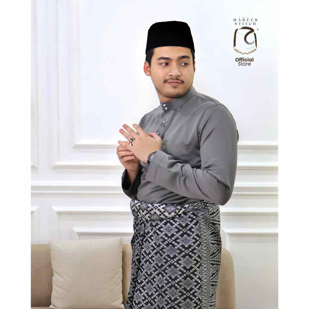 BAJU MELAYU/RAYA CEKAK MUSANG HABEEB STITCH : DARK GREY | Shopee Malaysia